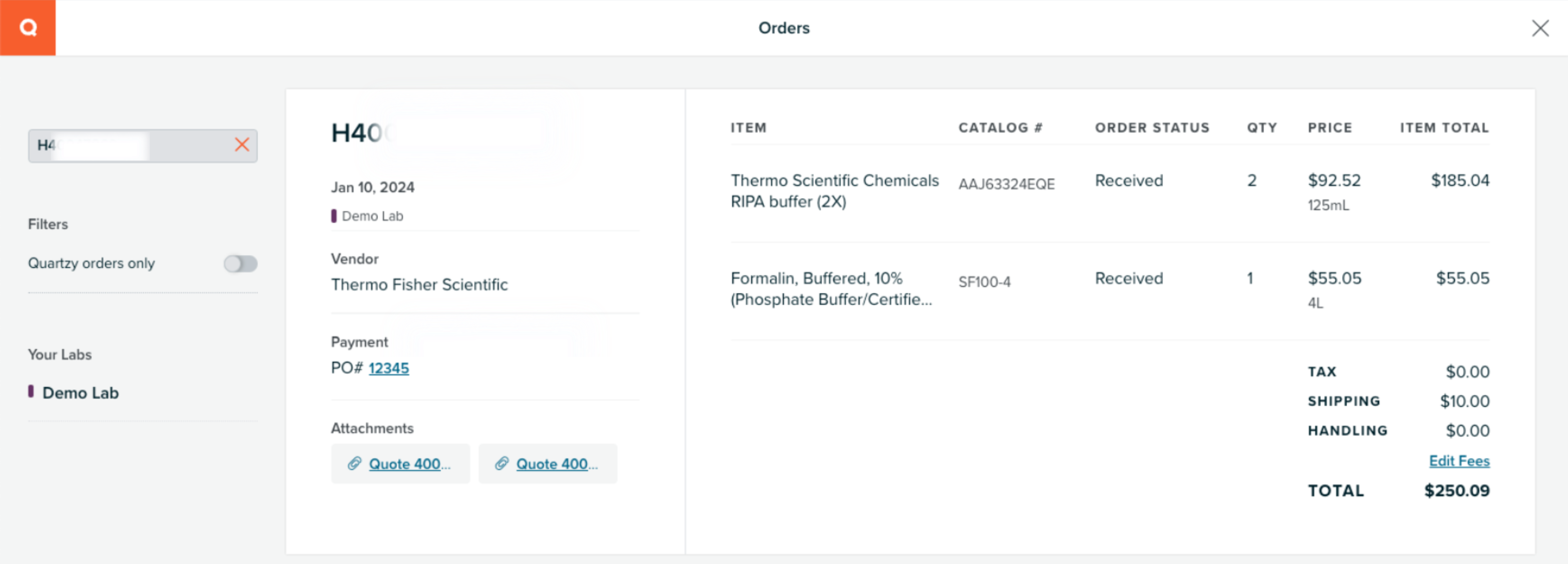 Quartzy Orders Module – Quartzy Support