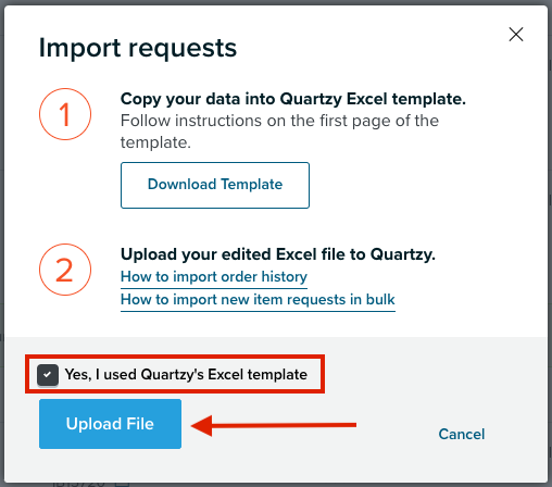 Add new requests in bulk via Excel – Quartzy Support