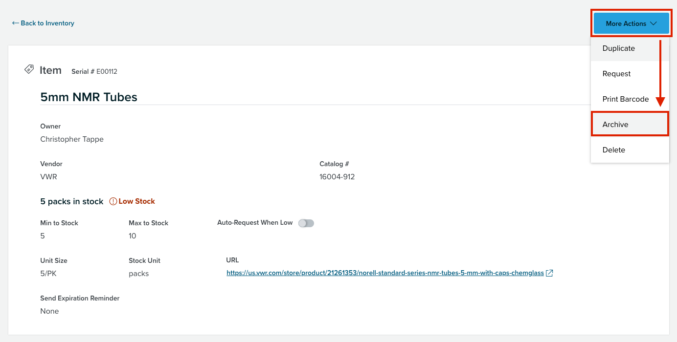 Inventory Archiving – Quartzy Support