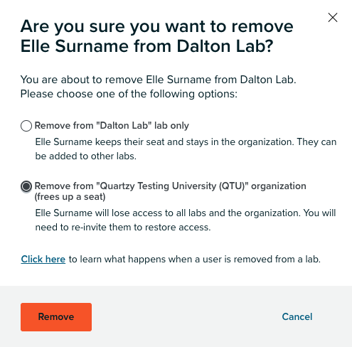 Removing users from a Lab vs. an Organization – Quartzy Support