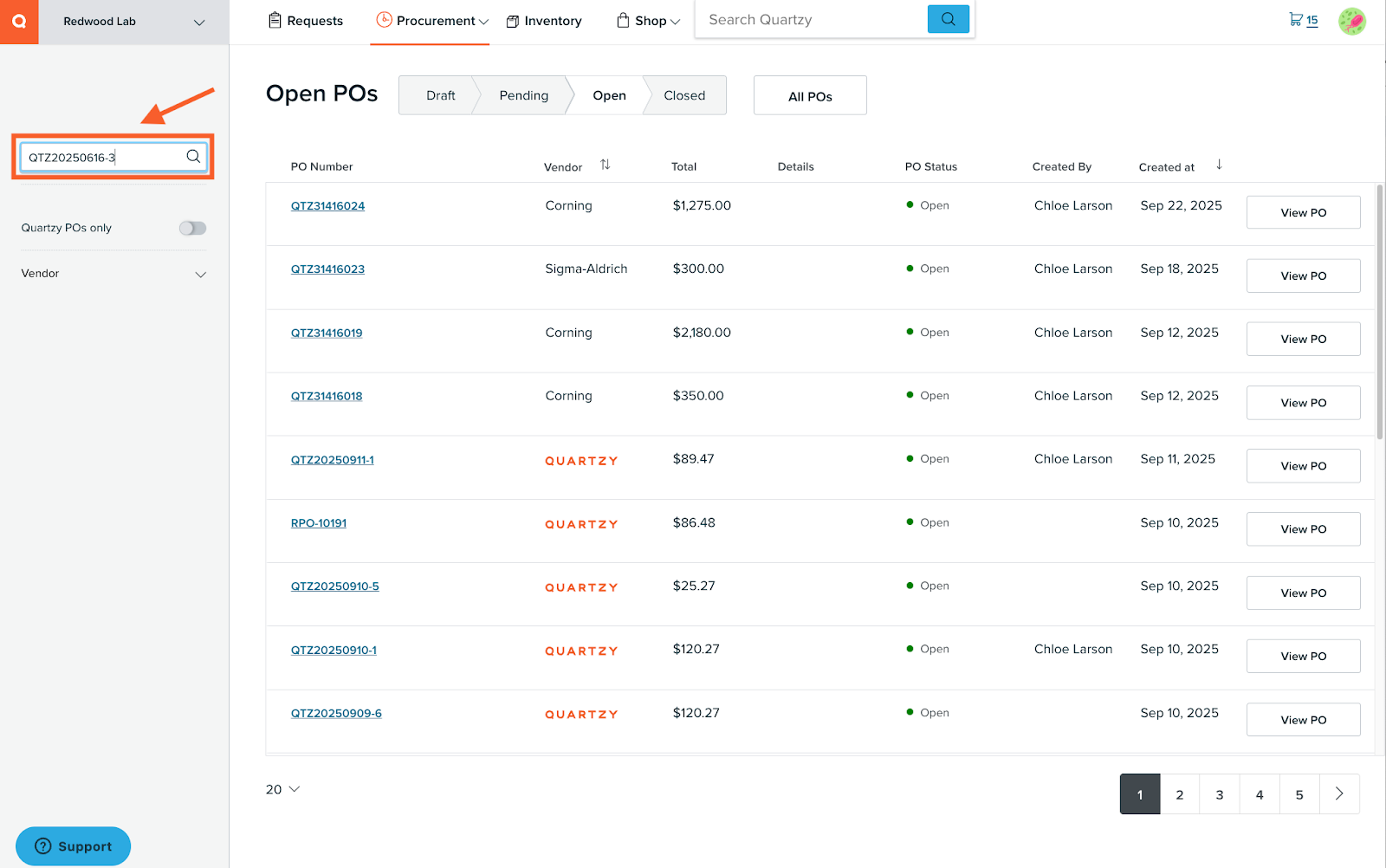 Quartzy Purchase Orders Module – Quartzy Support