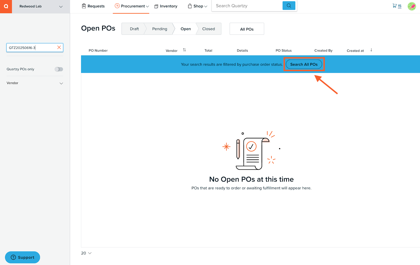 Quartzy Purchase Orders Module – Quartzy Support