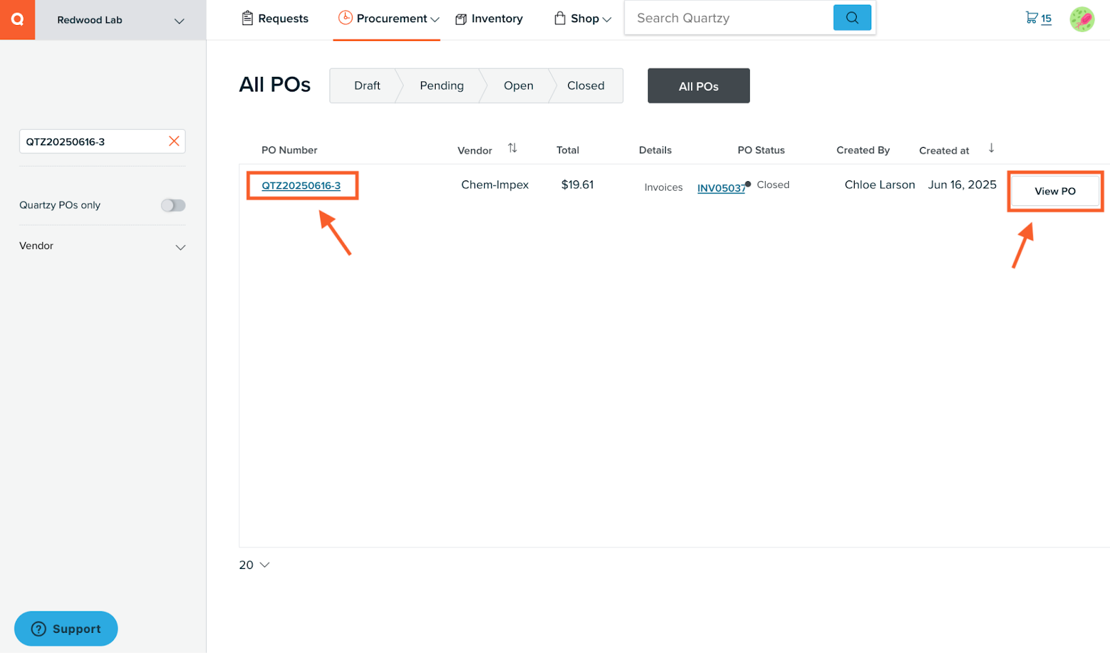Quartzy Purchase Orders Module – Quartzy Support